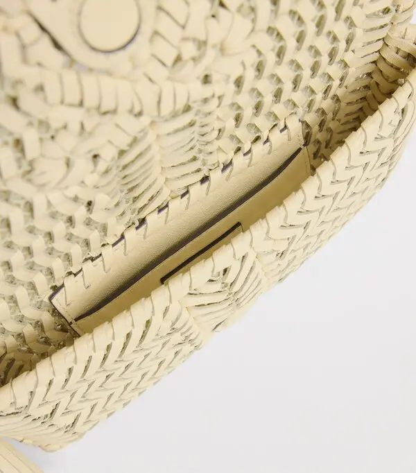 ANYA HINDMARCH Leather Woven Clutch Bag With Tassel - Yellow