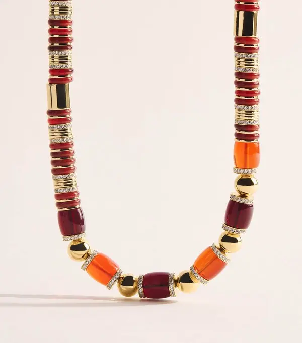 Eddie Borgo Gold-plated Amber, Carnelian, And Pavé Crystal Patch Necklace - Red