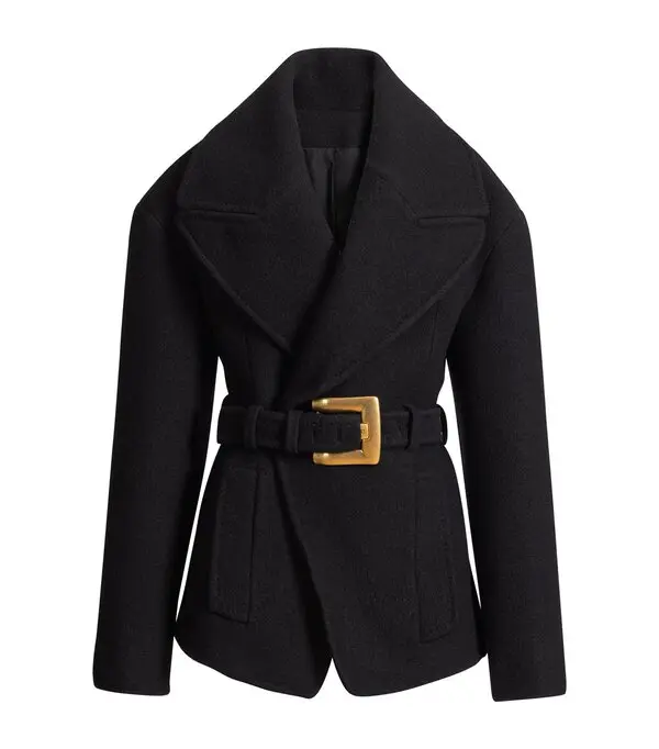 Balmain Virgin Wool Belted Pea Coat