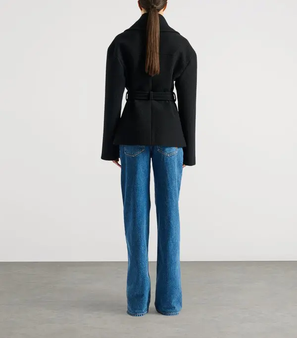 Balmain Virgin Wool Belted Pea Coat
