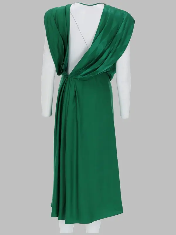 Versace Draped Silk Midi Dress