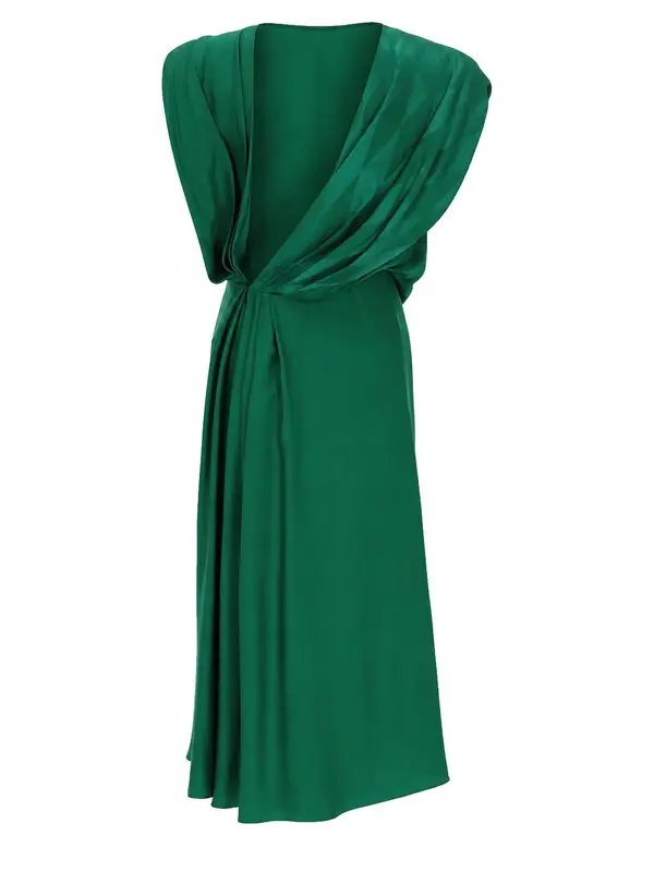 Versace Draped Silk Midi Dress