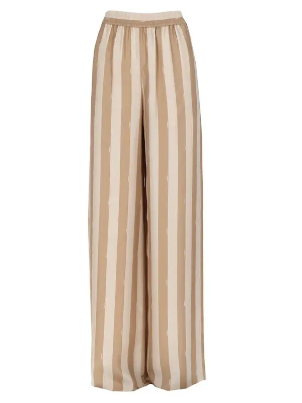 Fendi Silk Pequin Stripe Trousers - Beige