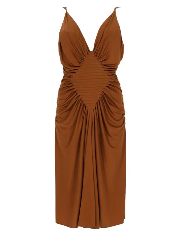 Versace Viscose Jersey Midi Dress - Brown