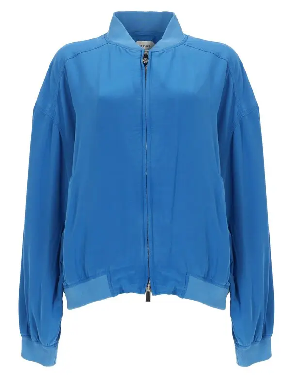 Versace Blouson Con Zip In Popeline Di Seta