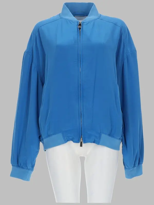 Versace Blouson Con Zip In Popeline Di Seta