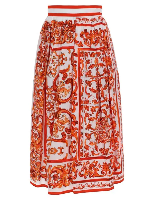 Dolce & Gabbana Pleated Poplin Skirt - Orange
