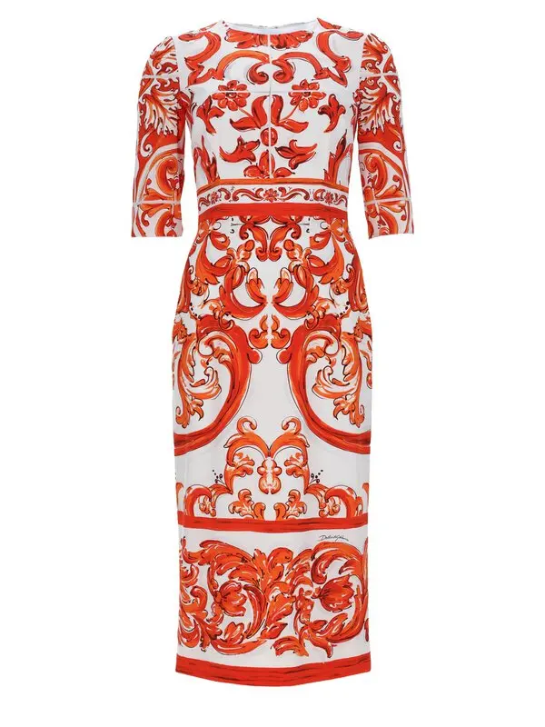 Dolce & Gabbana Majolica Print Charmeuse Dress