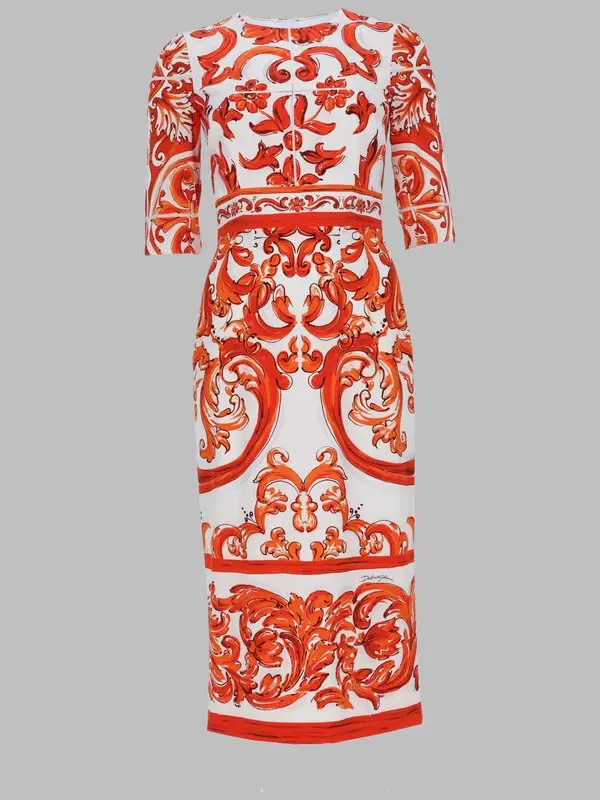 Dolce & Gabbana Majolica Print Charmeuse Dress