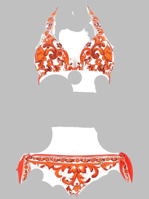 Dolce & Gabbana Bikini Triangolo Stampa Maiolica