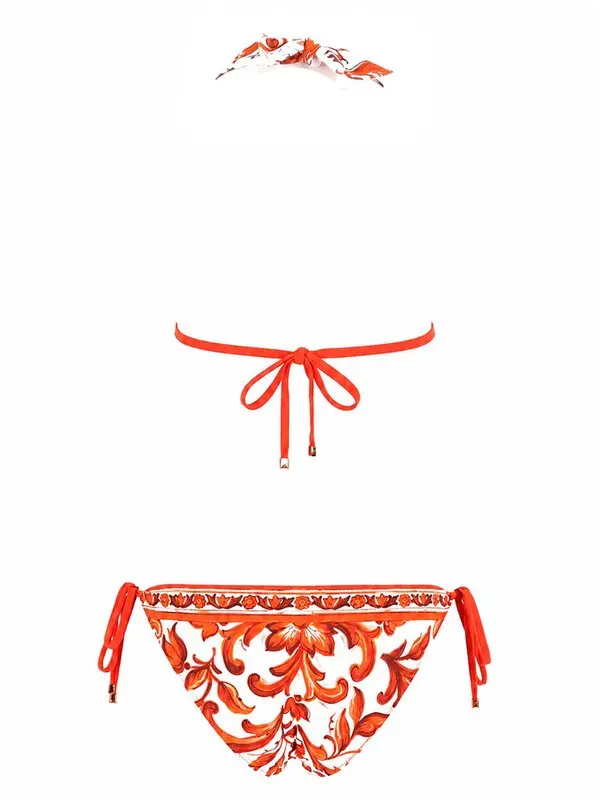 Dolce & Gabbana Bikini Triangolo Stampa Maiolica