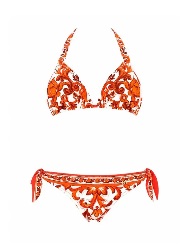 Dolce & Gabbana Maiolica Print Bikini - Orange