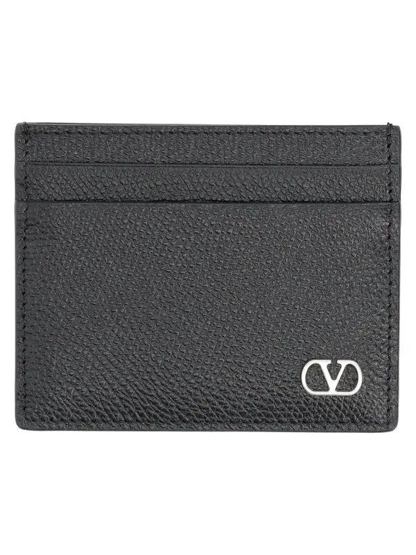 Valentino Garavani Vlogo Card Holder In Leather - Black