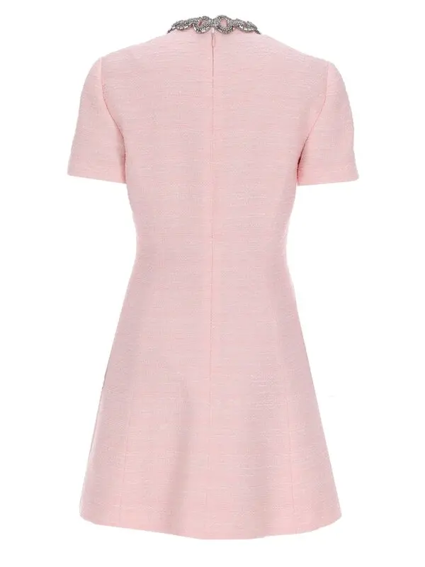 Valentino Garavani Abito Corto In Crinkle Cotton Tweed
