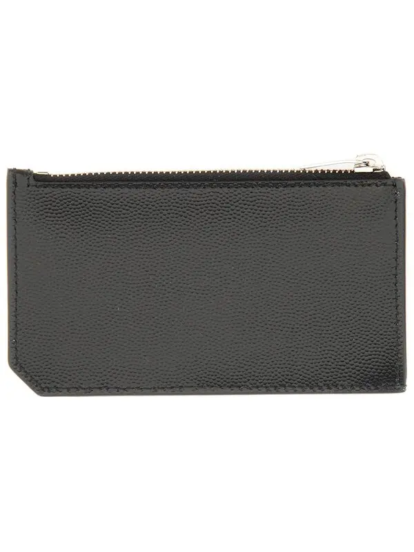 Saint Laurent Portacarte Con Zip E Logo