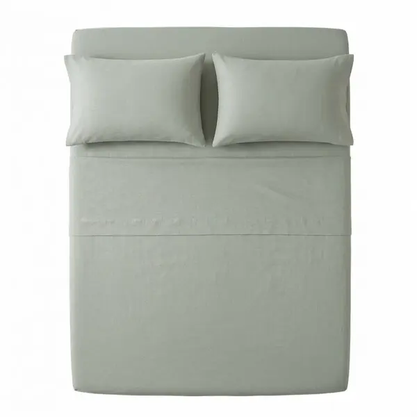 PURE PARIMA Egyptian Cotton-european Linen Sheet Set Sage - Green