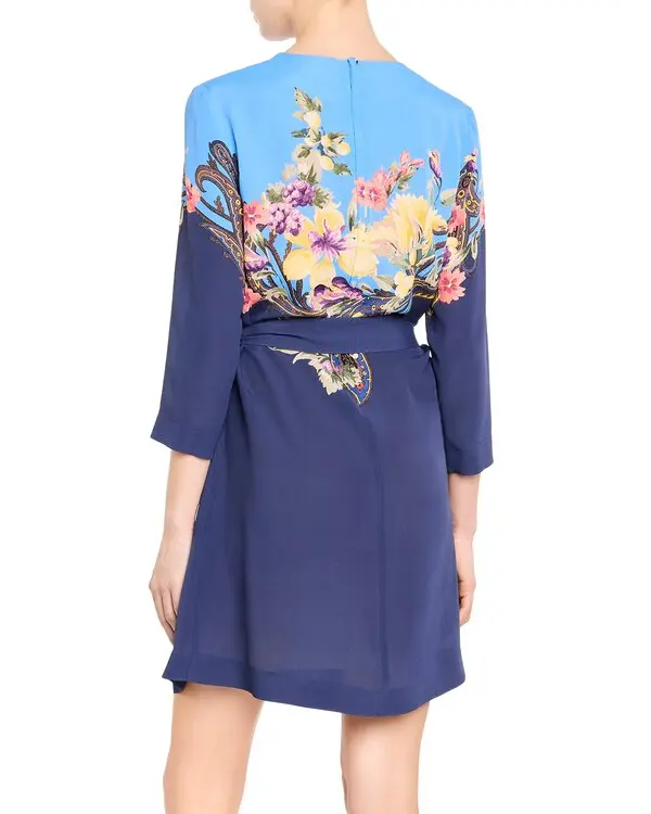Etro Placed Floral Tie Waist Mini Dress