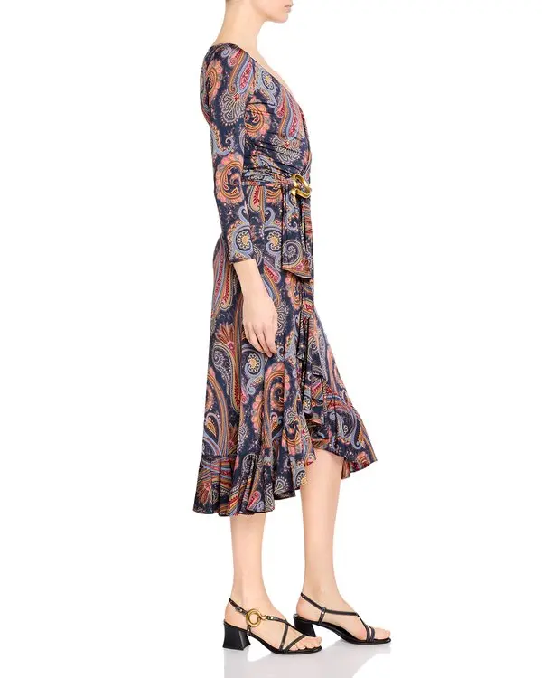 Etro Paisley 3/4 Sleeve Midi Dress