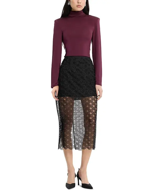ROTATE BY BIRGER CHRISTENSEN Sequin Midi Pencil Skirt