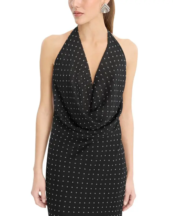 ROTATE BY BIRGER CHRISTENSEN Chiffon Halter Neck Dress