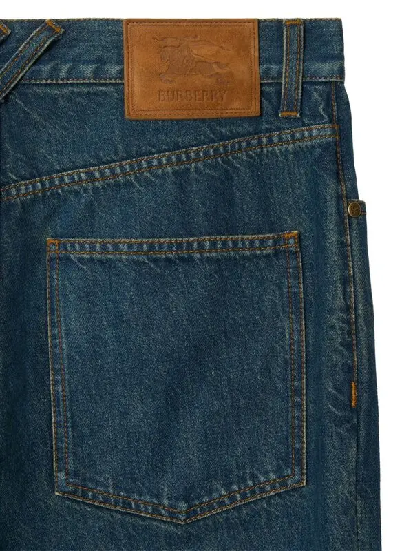 Burberry Cotton Jeans With Check Hem