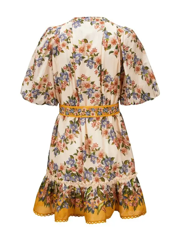 Farm Rio Floral Print Short High-low Dress With Belt
