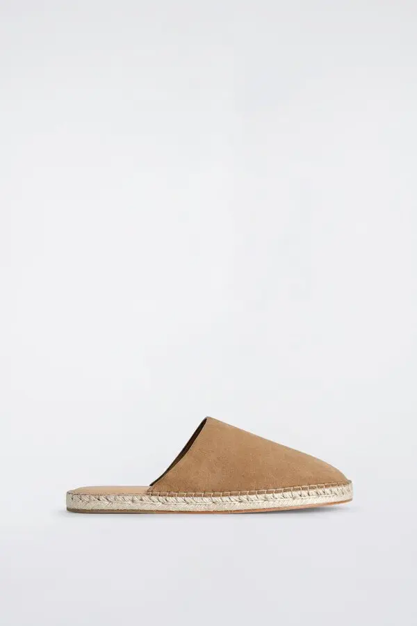 Cos Split Suede Espadrille Mules - Brown
