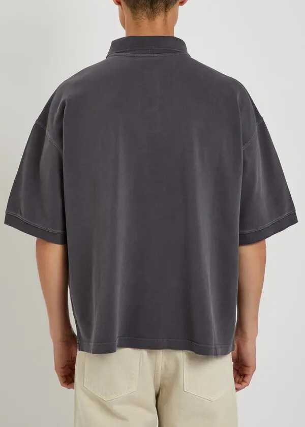 AGOLDE Curren Piqué Cotton Polo Shirt - Charcoal