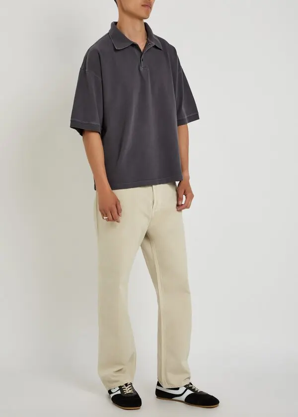 AGOLDE Curren Piqué Cotton Polo Shirt - Charcoal
