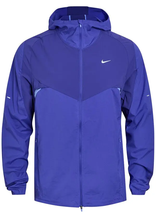 Nike Dri-fit Hooded Stretch-nylon Running Jacket - Blue
