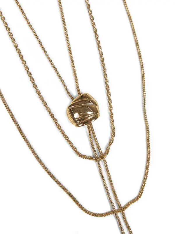 Chloé Gold Metal Long Multi-chain Necklace