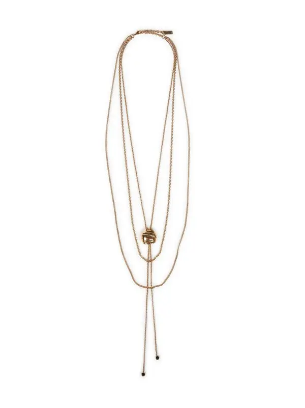 Chloé Gold Metal Multi-chain Necklace With Pendant - Multicolor