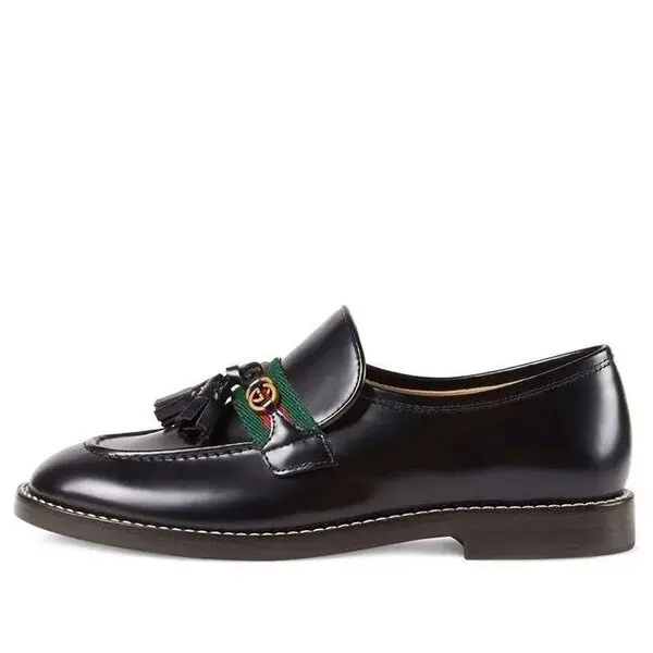Gucci Loafers With Web Detail And Tassel Embellishment - Black