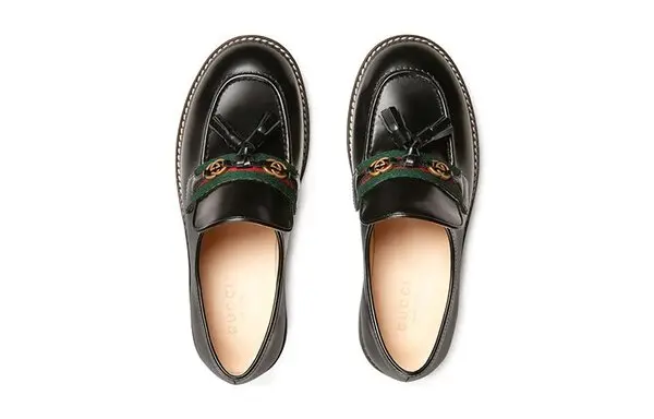 Gucci Loafers With Web Detail And Tassel Embellishment