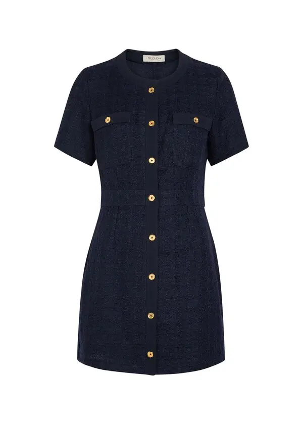 Giuliva Heritage The Vera Tailored Bouclé Mini Dress - Navy