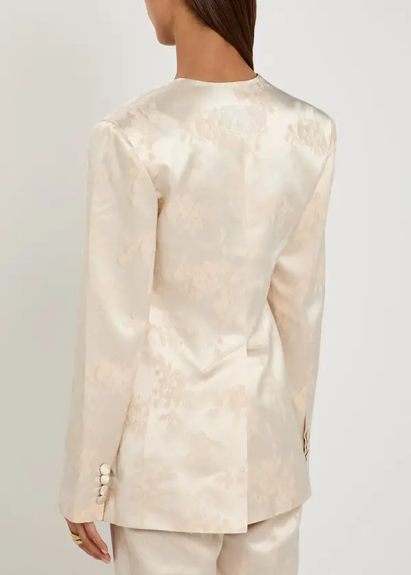 GANNI Floral-jacquard Satin Blazer