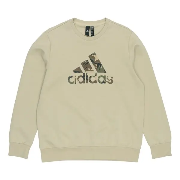 Adidas Fi Incamo Swt Camouflage Logo Printing Sports Round Neck Pullover Light Yellow - Default Color