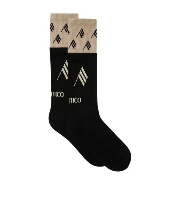 Attico Layered Logo Socks - Black