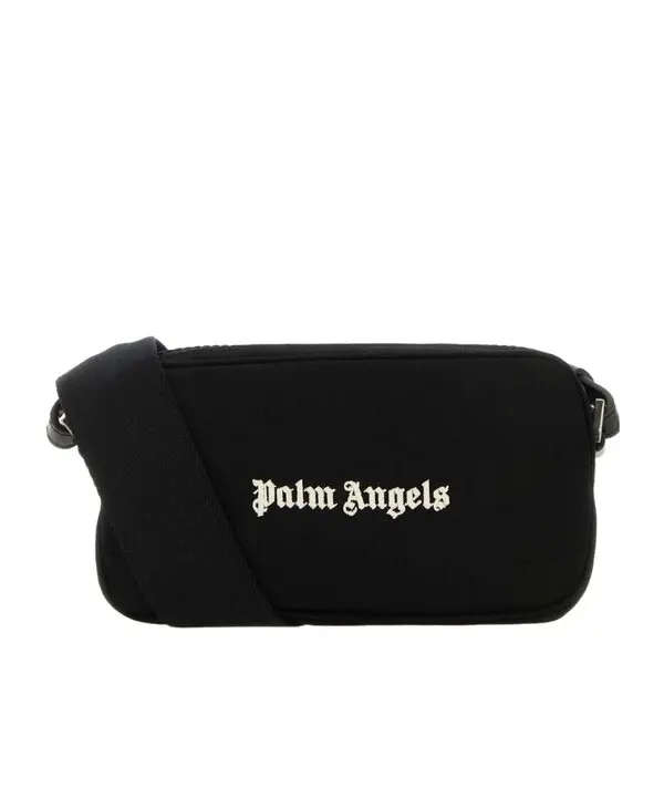 Palm Angels Monogram Embroidered Zipped Messenger Bag - Black
