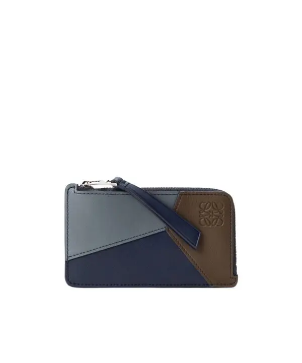 Loewe Puzzle Zipped Coin Card Holder - Blue Grey/navy