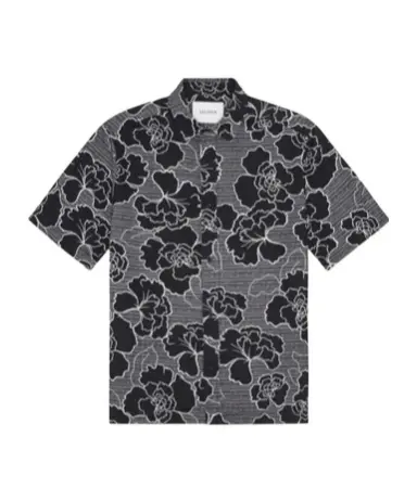 LES DEUX Charlie Poppy Floral-print Drawstring Shorts - Black