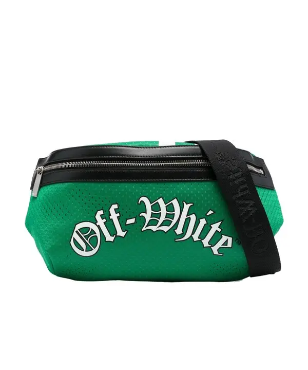 Off-White Core Logo Printed Mesh Belt Bag - Green