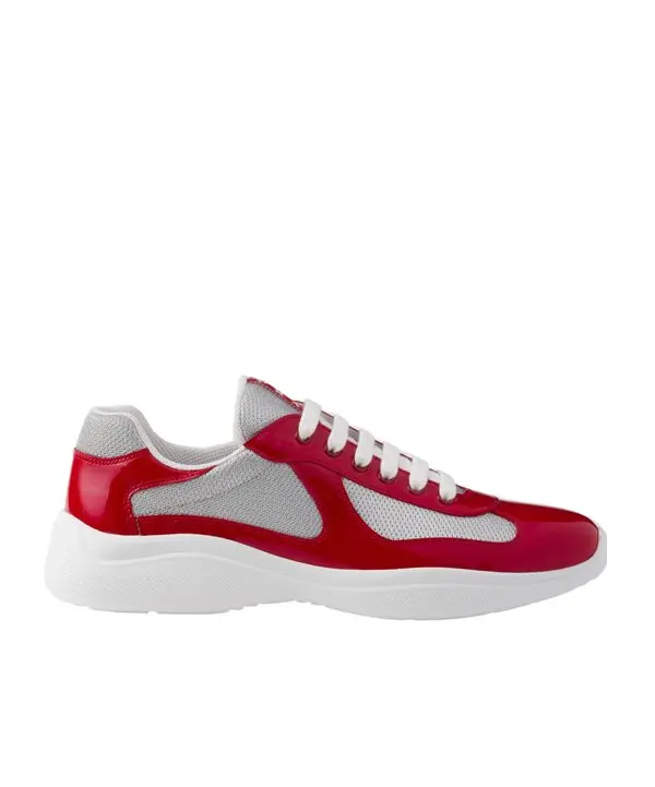 Prada Patent Leather And Technical Fabric America's Cup Sneakers - Red/silver