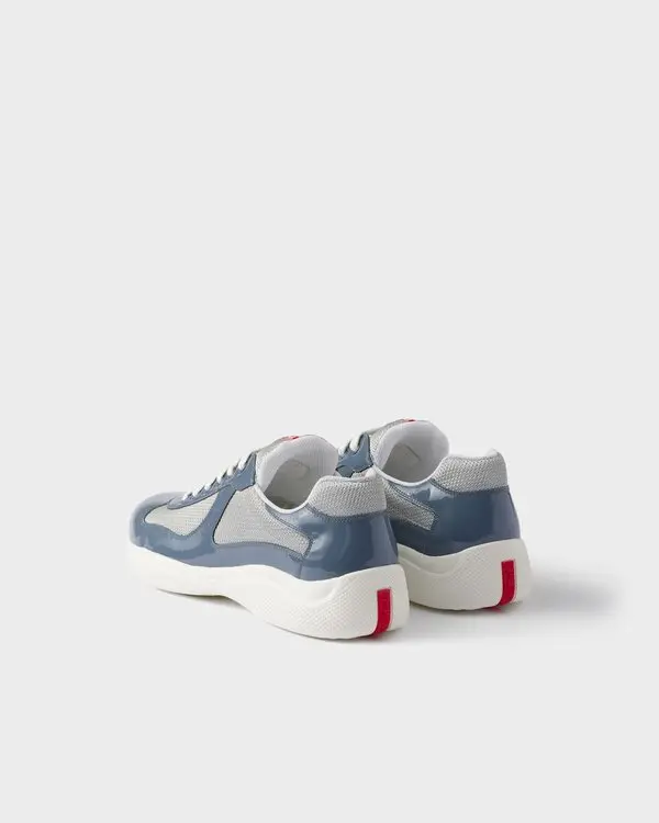 Prada Patent Leather And Technical Fabric America's Cup Sneakers - Gray