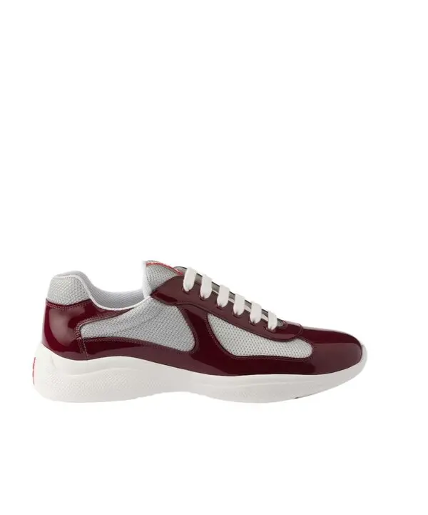 Prada Patent Leather And Technical Fabric Sneakers - Gray