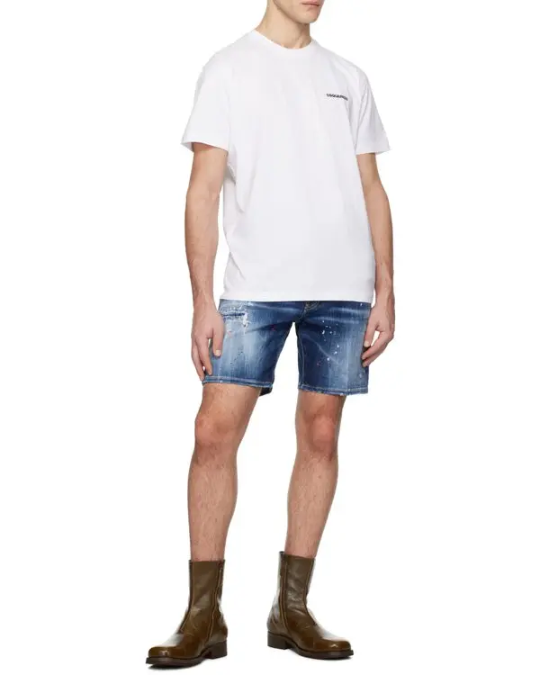 Dsquared2 Medium Wash Distressed Denim Shorts
