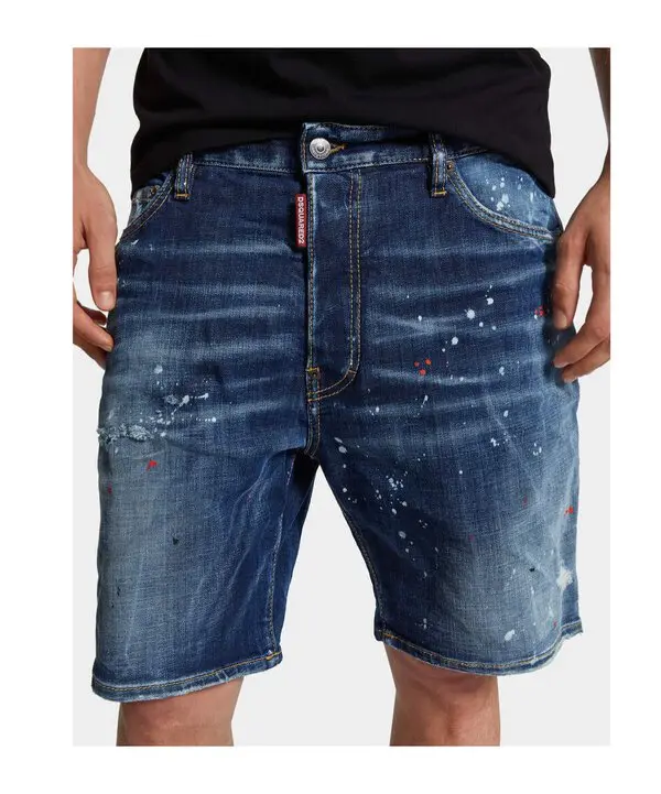 Dsquared2 Medium Wash Distressed Denim Shorts
