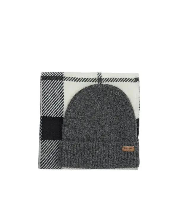 Barbour Pendle Beanie And Blair Scarf Set - Grey