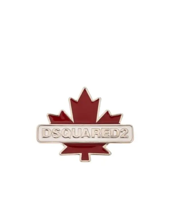 Dsquared2 Logo Engraved Leaf Shape Brooch