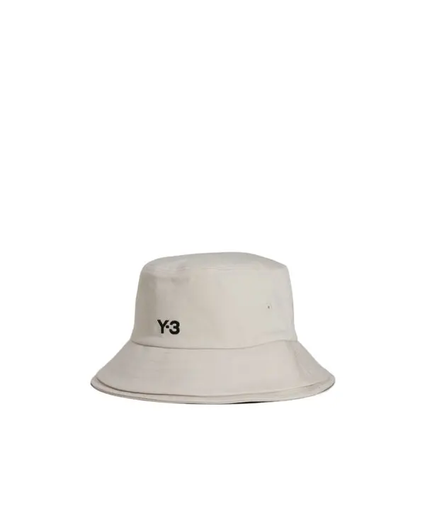 Y3 3-striped Bucket Hat - Talc